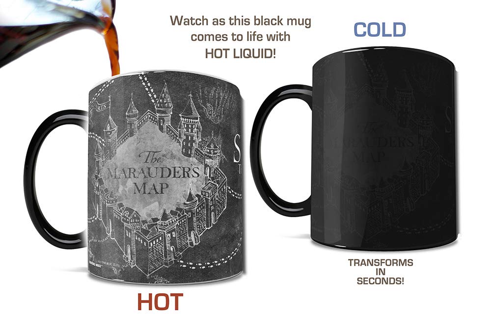 Morphing Mugs Harry Potter - Marauder's Map - Black and White - I Solemnly Swear - Mischief Managed - One 11 oz Color Changing Ceramic Mug – Image Revealed When HOT Liquid Is Added!
