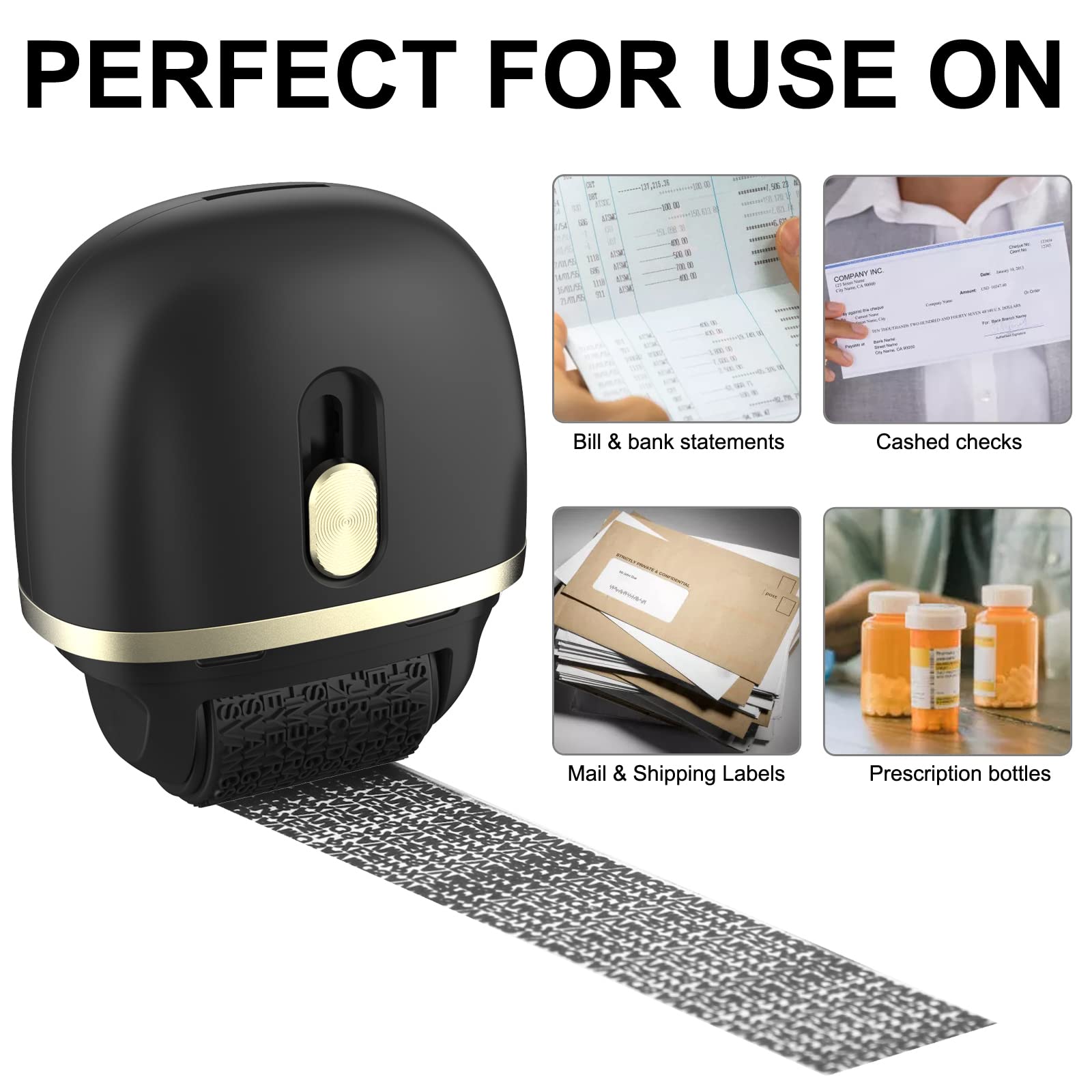 Lomil Identity Theft Protection Roller Stamps 2 Pack - Confidential Roller Stamp with 4 Refills - Wide Ink Roller Identity Protection for ID Blockout, Privacy & Security(Black+Blue)