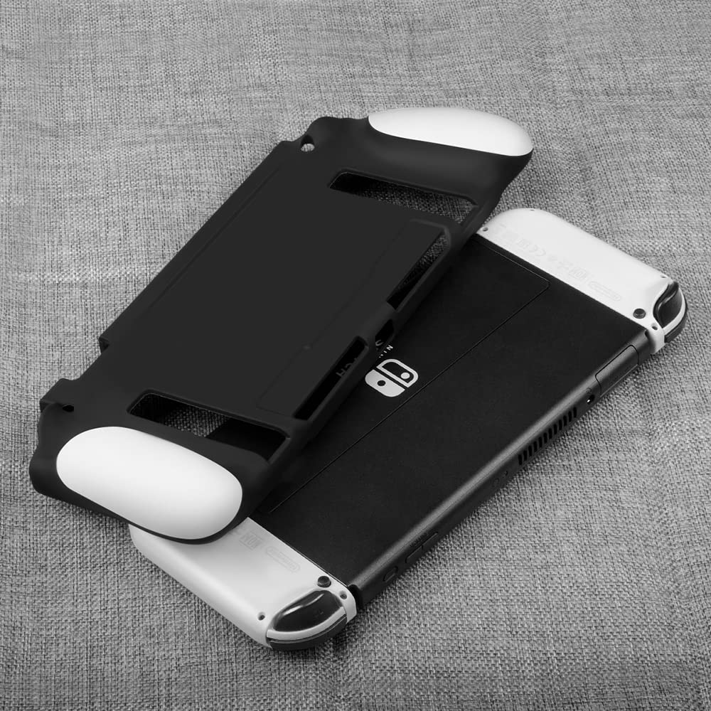 Protective Case for Switch OLED(Not Fit in OLED Dock),Switch OLED Hand Grip Cover Case,Ergonomic Silicone Grip with Soft TPU for Switch OLED,Switch OLED Handheld Mode Protector Case(White)