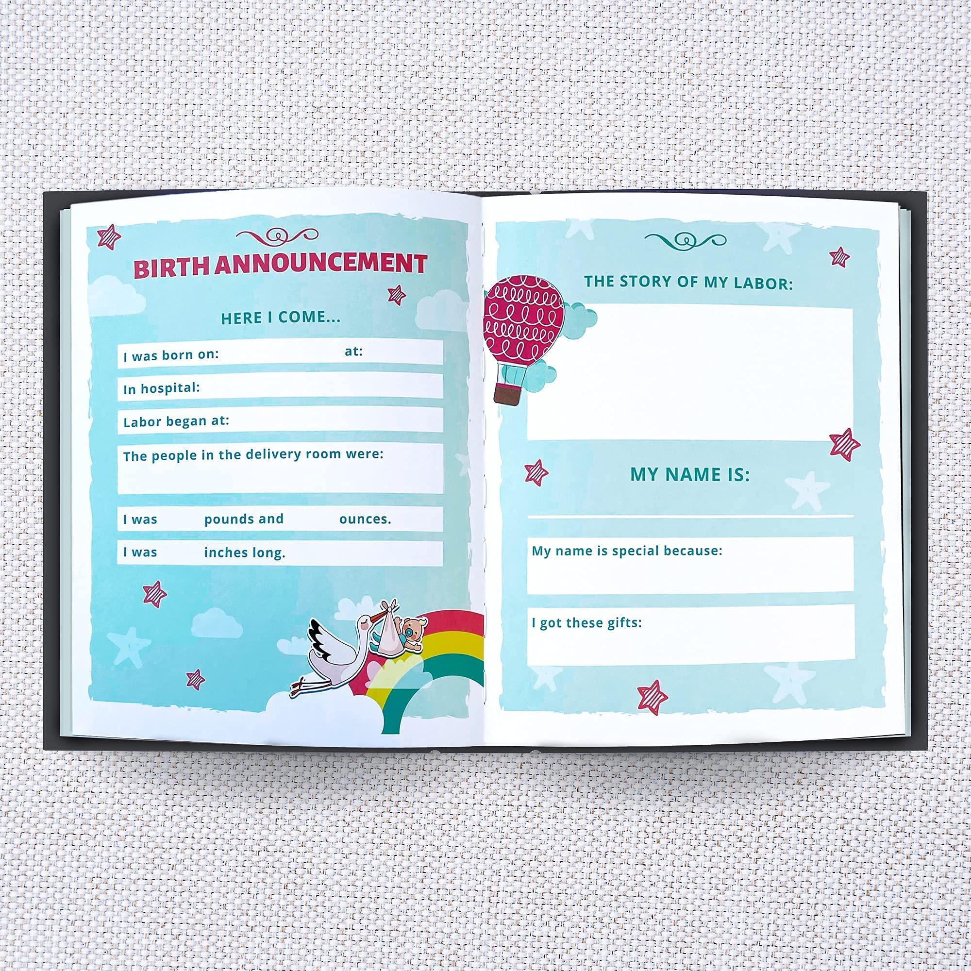 My Little Heart Baby Memory Book, Modern Baby Book, Gender Neutral, 35 Detailed Pages, Keepsake