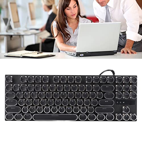 Vikye Mechanical Keyboard, 87 Keys Ergonomic Gaming Keyboard with Red Switch, 26 RGB Backlit Keyboard with USB Interface for Windows PC(Black Plated Punk Keycaps)