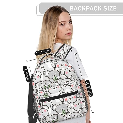 PARN Cute Koala Backpack For Women Men, 16.9 Inch Cute Koala Laptop Backpack College Bag Cute Travel Backpack