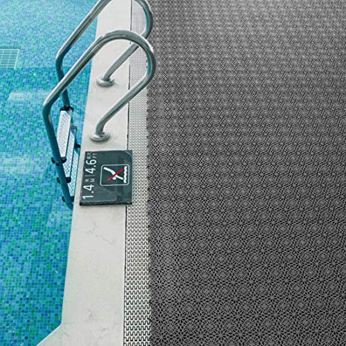 smabee 12 Pack Interlocking PVC Non-Slip Tile Drainage Mat 11.75" x 11.75" for Drain Pool Kitchen Deck Patio Boat Snowflake Shape (Black)