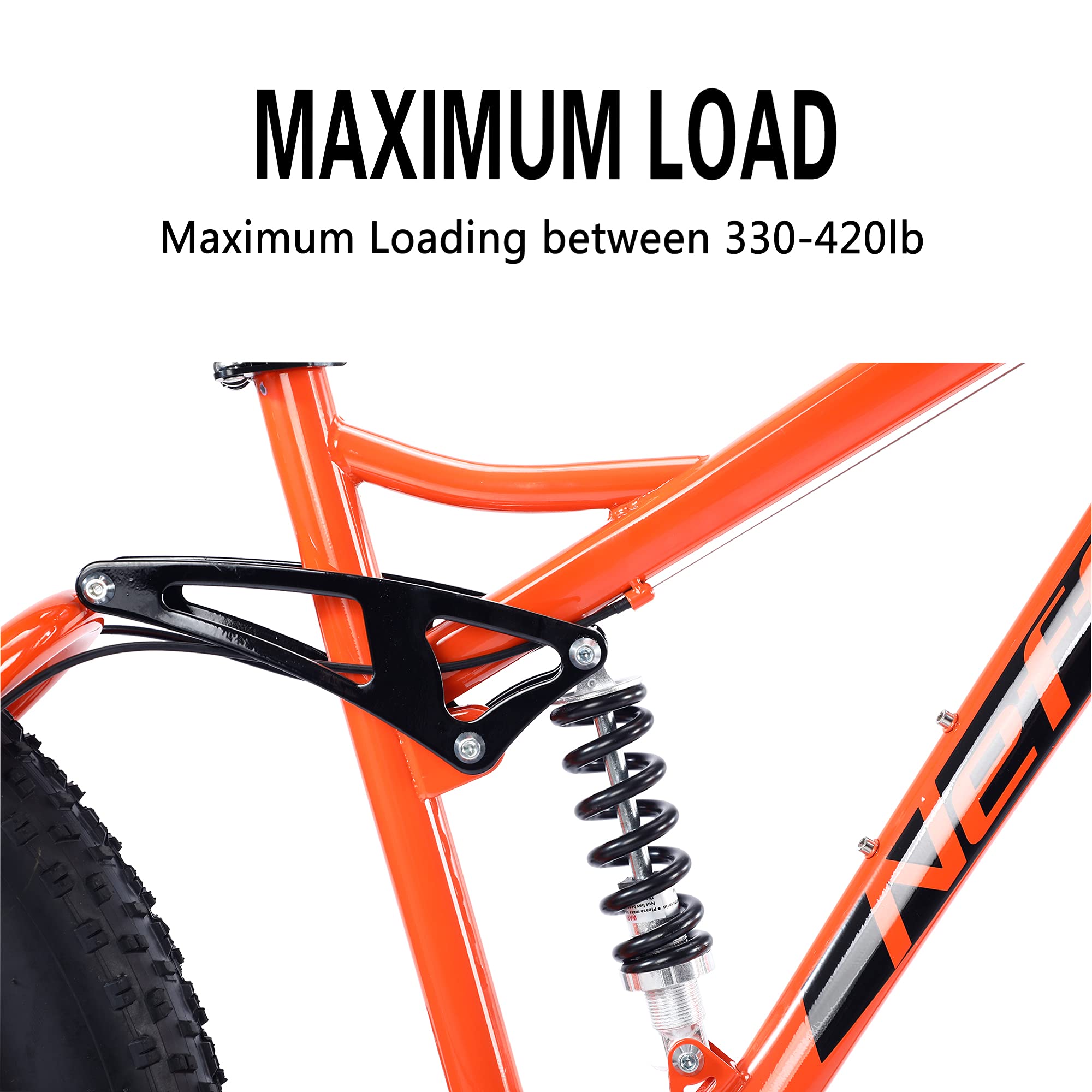 Neffice Fat Tire Mountain Bikes, 26-Inch Wheels, 4-Inch Wide Tires, 7-Speed, High Carbon Steel Frame, Bikes for Men