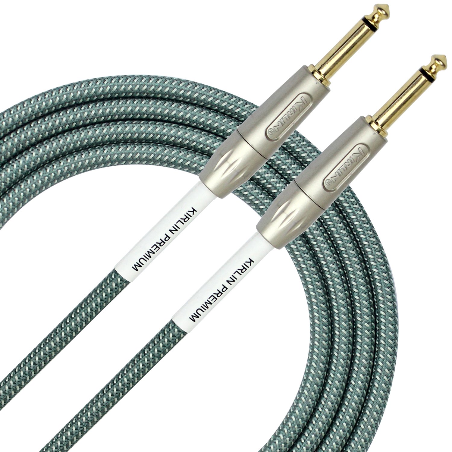 KIRLIN Cable IWB-201PFG-20/OL 20-Feet 1/4-Inch Straight Premium Plus Instrument Cable, Olive Green Tweed Woven Jacket