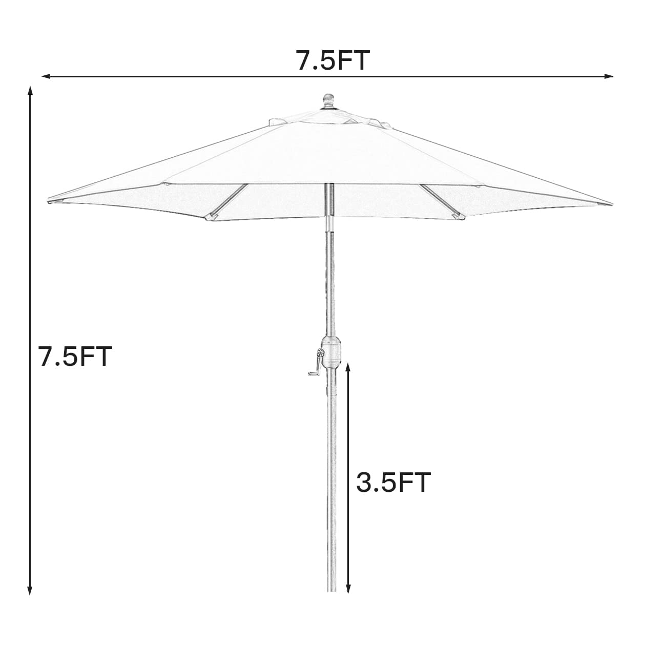 Sunnyglade 7.5' Patio Umbrella Outdoor Table Market Umbrella with Push Button Tilt/Crank, 6 Ribs (Purple)