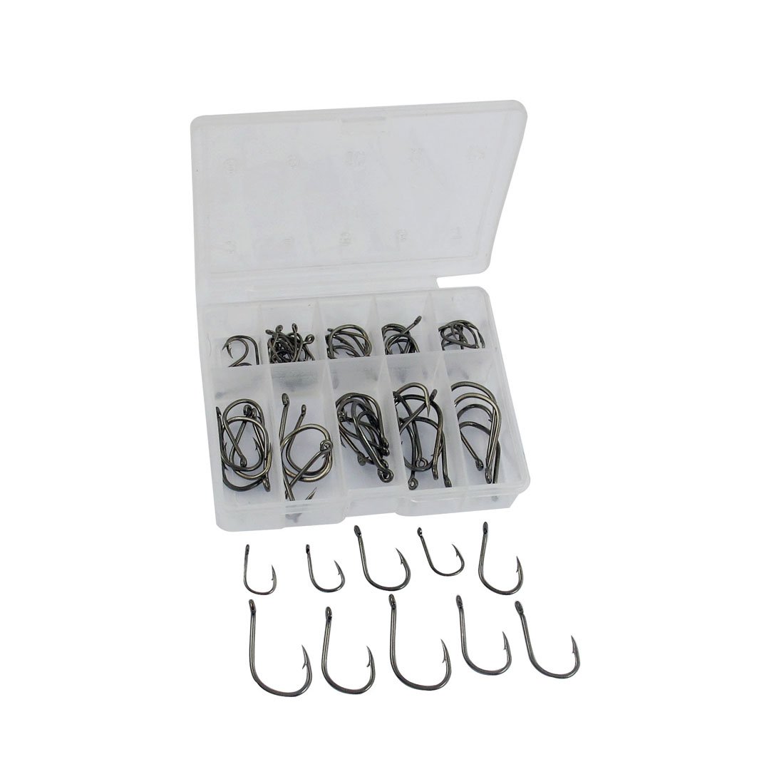 Qtqgoitem 70 Pcs Fishing Tackle Barb Eyeless Design Fish Hooks Set w Case (model: 807 6dd 005 788 5a5)