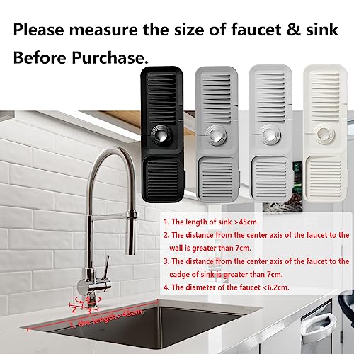 MOODKEY Kitchen Sink Splash Guard Sponge Holder for Kitchen Sink Silicone Faucet Handle Drip Catcher Tray Sink Protector for Kitchen Sink Faucet Mat Fits the Faucet Tube within 2.5"(Off-white, 14.6'')