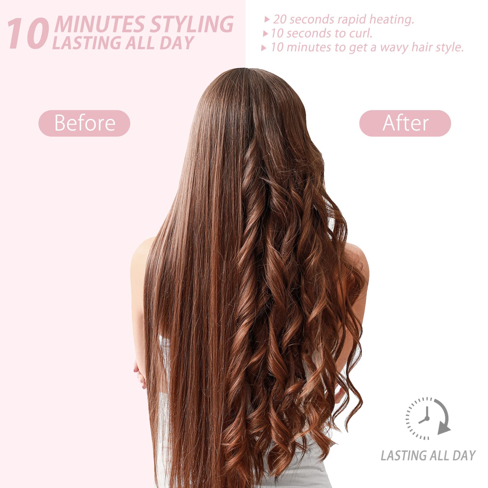 VISKS Auto Ceramic-ion Hair Curler, Super Easy-to-use 1 inch Automatic Curling Iron with 1" Barrel & 3 Temps Settings, Auto Shut-Off, Rotating Curling Wand