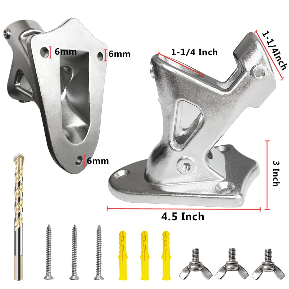 WAENLIR Two Position Stainless Steel Flag Pole Holder 1-1/4 inch, Heavy Duty and Rust Free Flag Mounting Bracket for House 1 1/4 inch (1.25 inch Inner Diameter)