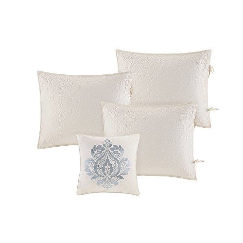 Madison Park Quebec Daybed Size Quilt Bedding Set - Ivory , Damask β 6 Piece Bedding Quilt Coverlets β Ultra Soft Microfiber Bed Quilts Quilted Coverlet, Quebec Cream, 75"x39"