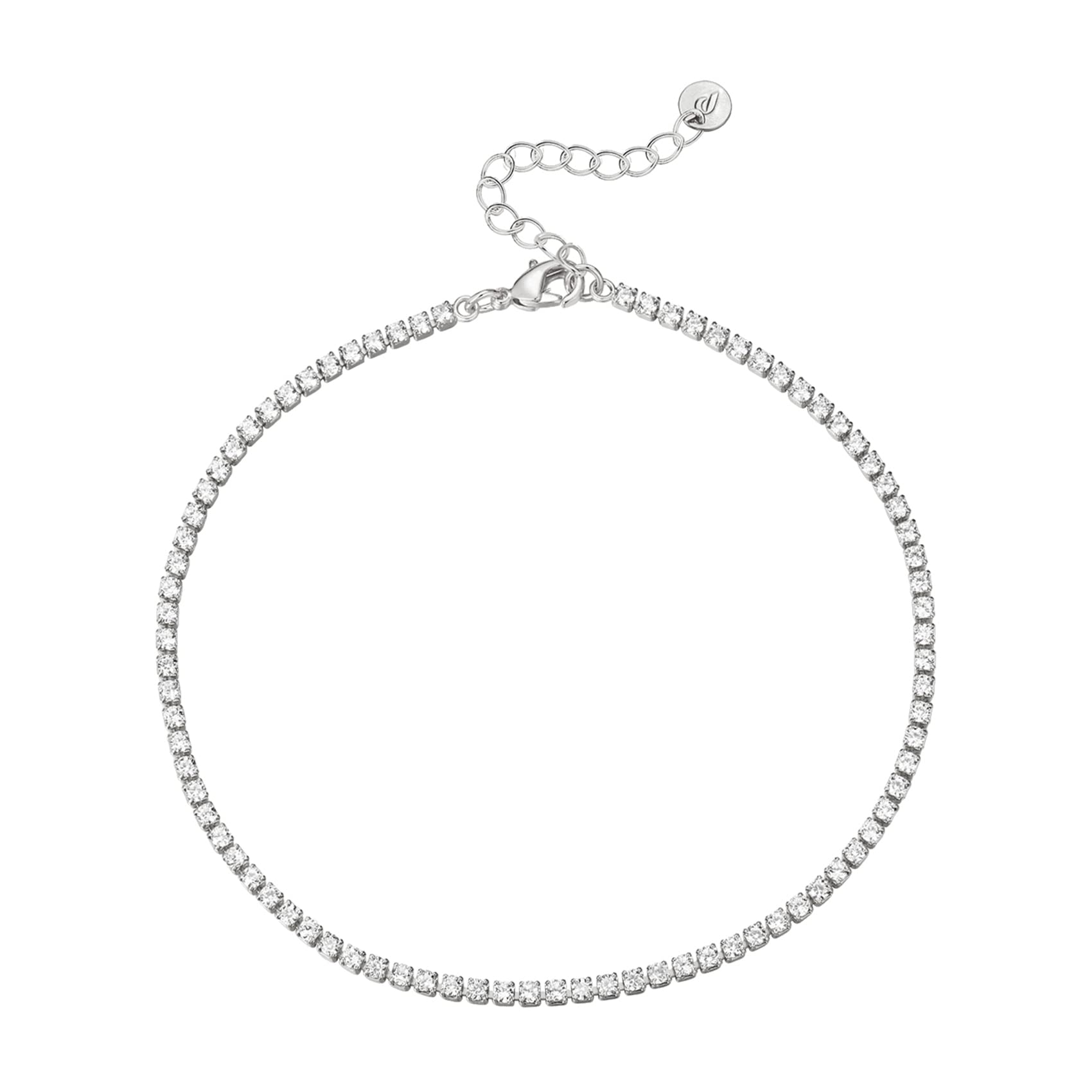PAVOI 14K Gold Plated Charm Link Flat Gold Anklets for Women (Tennis, white gold plated)