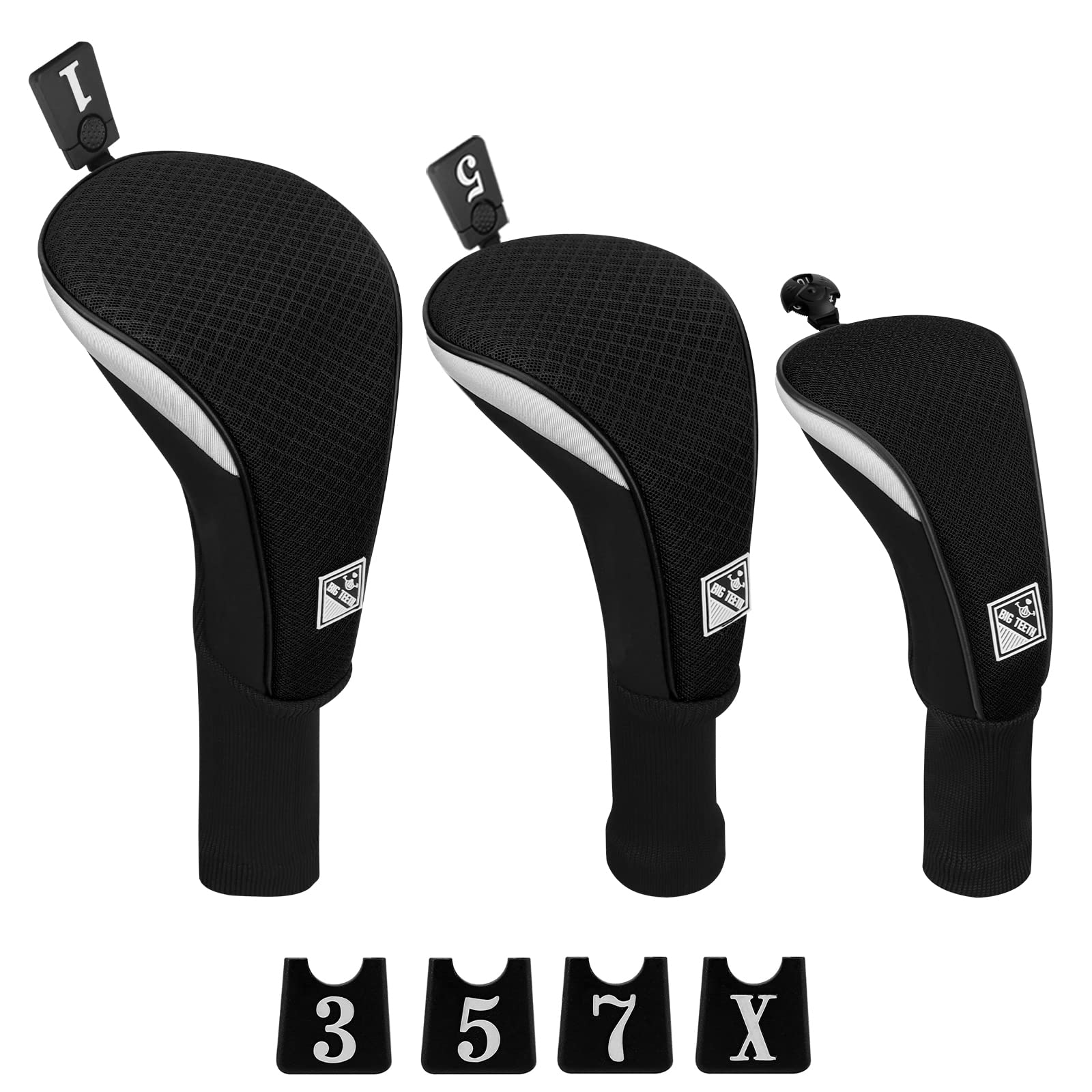 Lightweight Mesh Golf Driver Headcovers Big Teeth Golf Fairway Wood Hybird Head Covers Club Protecter for Taylormade Ping Anser Titleist (Fairway Cover Blue)