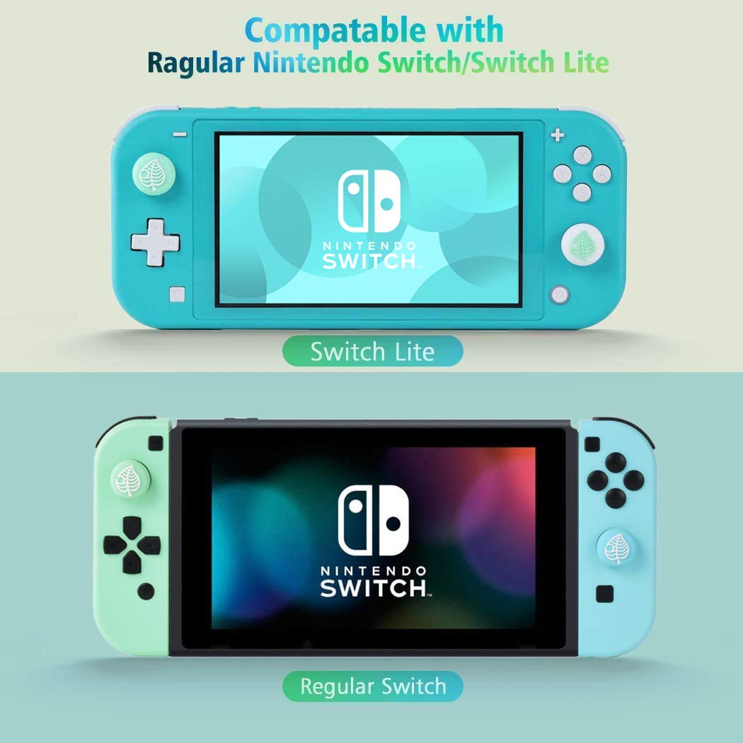 LightPro Animal Crossing Thumb Grips Cute Joystick Caps for Nintendo Switch Joy-Con and Switch Lite Controller, Soft Silicone Analog Stick Covers Set for Controllers Button (Blue&Green)