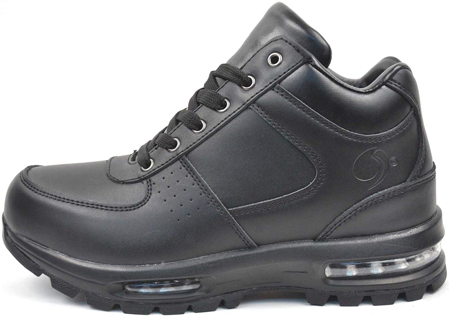 LABO Men's Black Hiking Leather Boot Air Heel (5712-14, BLACK)