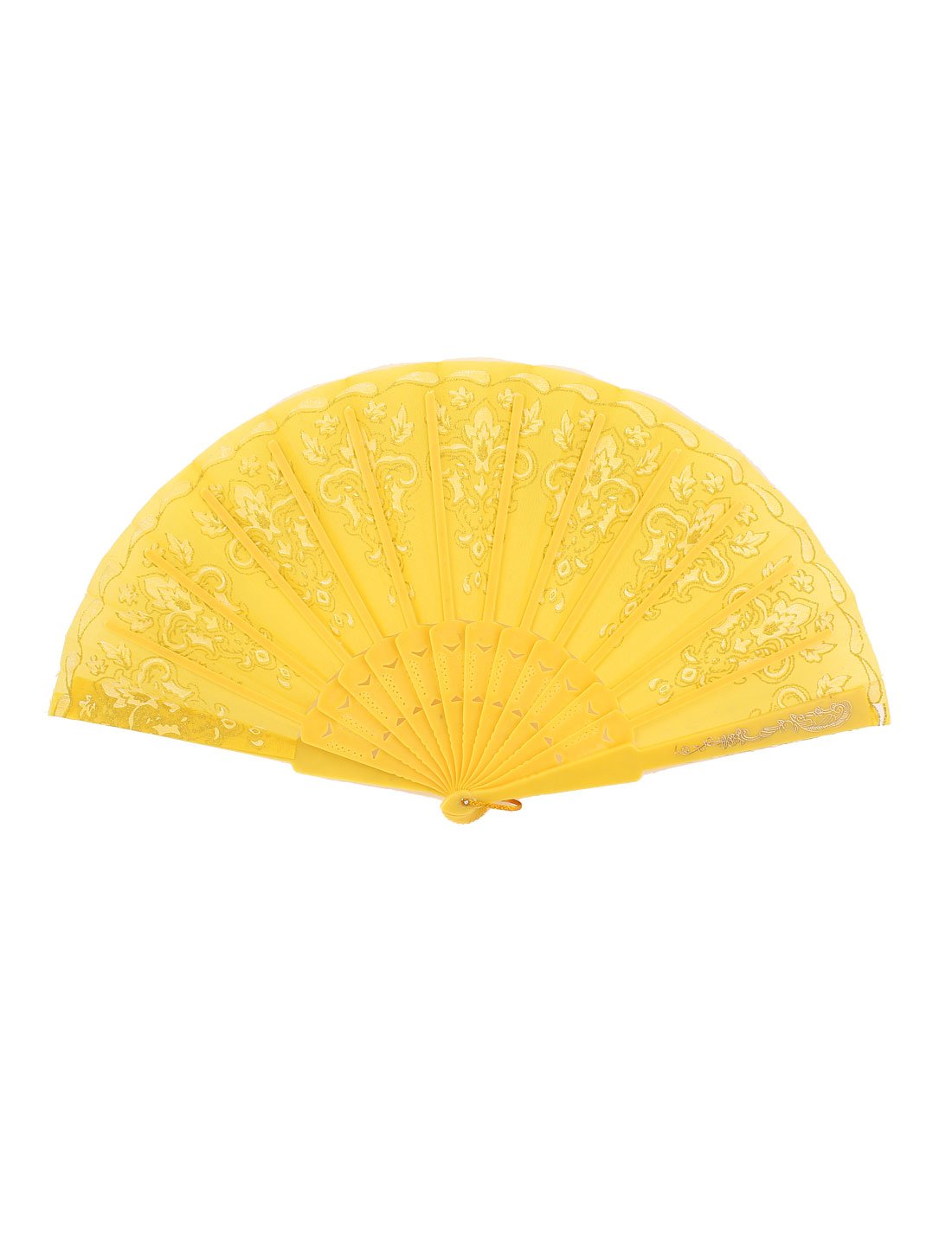 Qtqgoitem Summer Gold Tone White Floral Pattern Fabric Folding Hand Fan Yellow (model: 7b2 562 32d be7 2ba)
