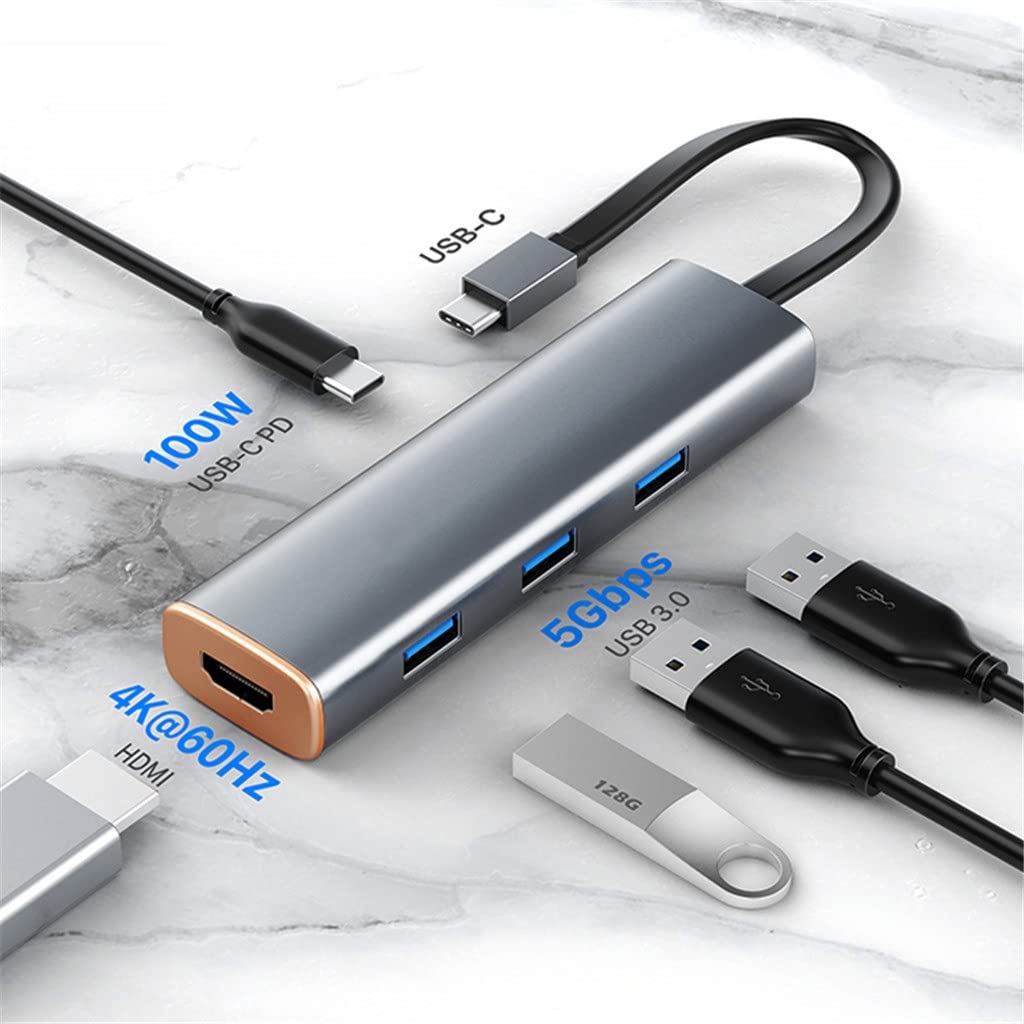 XXXDXDP CABLETIME Multi 5 in 1 USB HUB Type C to 4K 60Hz -Compatible USB 3.0 PD 100W for PC Air