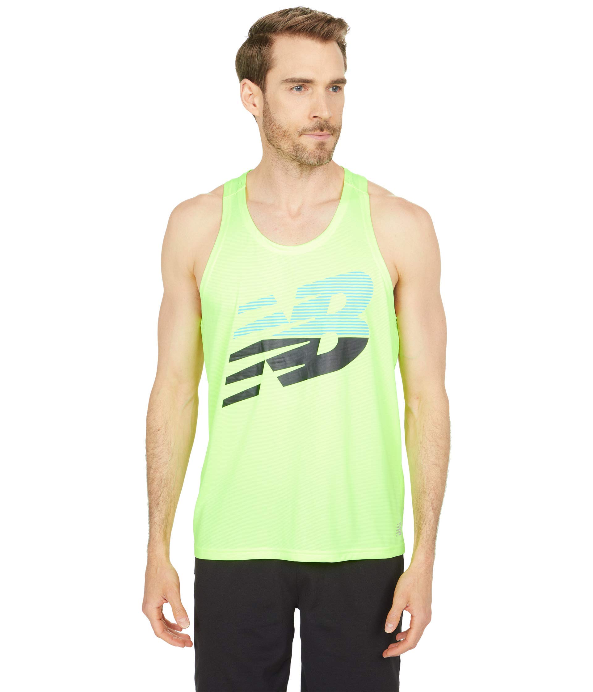 New Balance Men's Accelerate Singlet 20, Bleached Lime Glo, X-Large