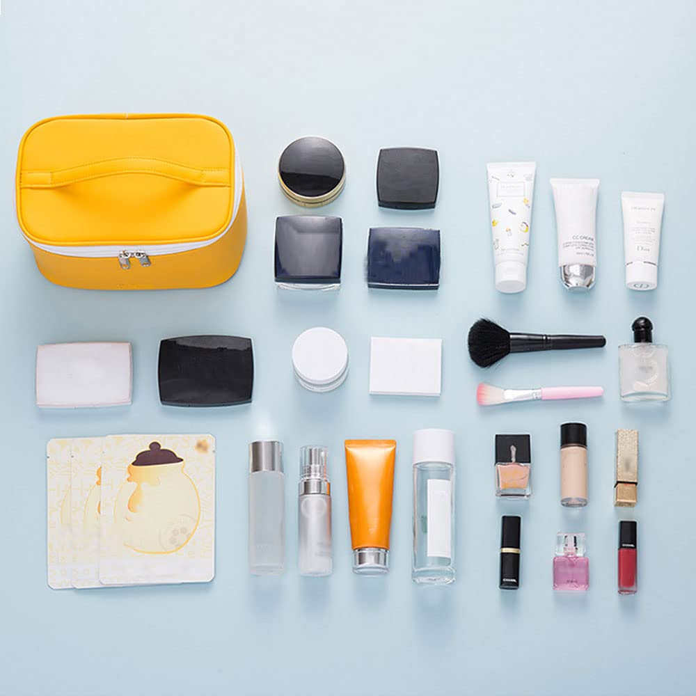 Meiyuuo Makeup Bag Cosmetic Bags Small for Women Ladies Zipper Pouch Makeup Organizer Waterproof Cute (Bright Yellow)