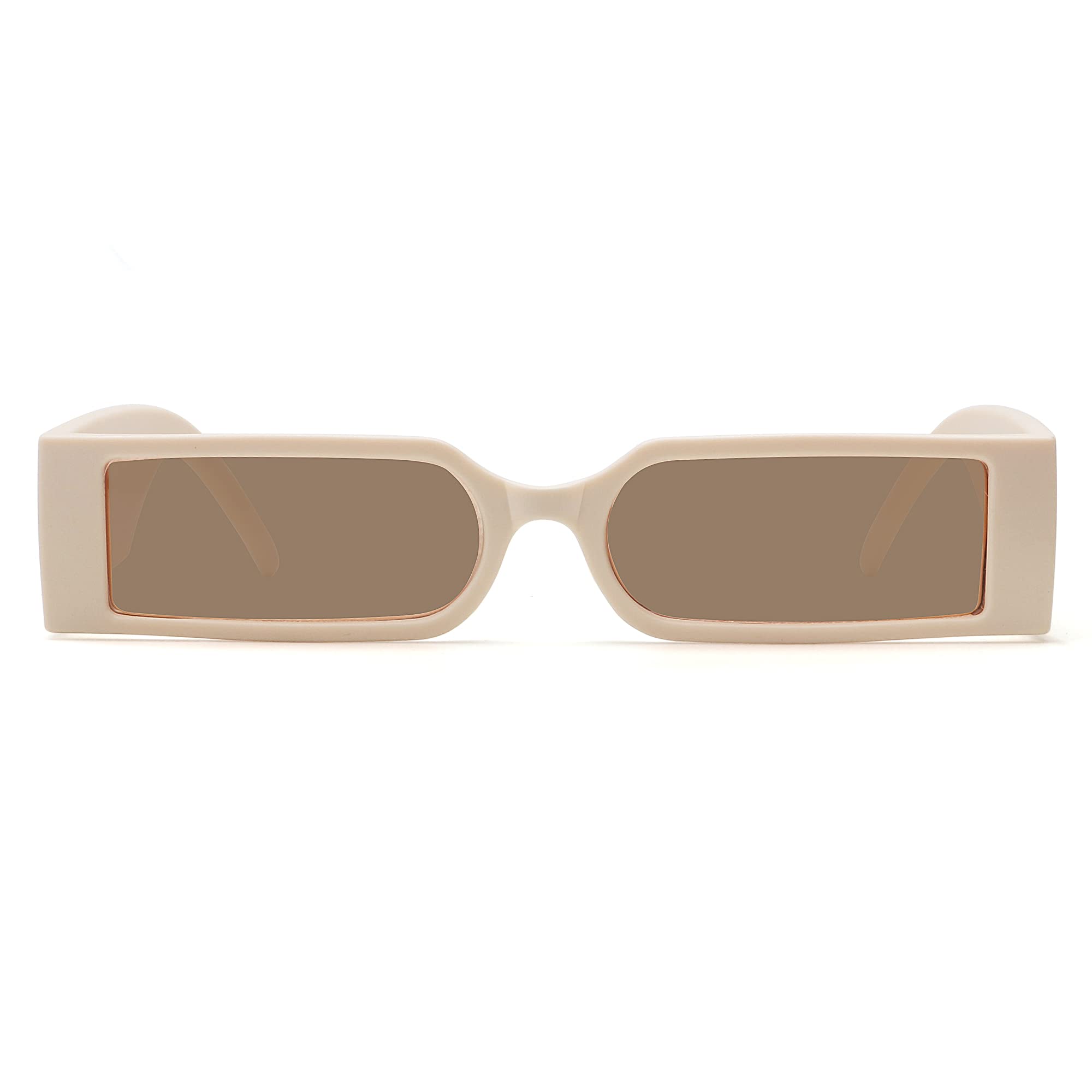 Retro 90s Rectangle Sunglasses for Women Men Trendy Small Nude Inspired Narrow Tiny Thin Skinny Slender Sun Glasses (Black Frame Grey Lens)