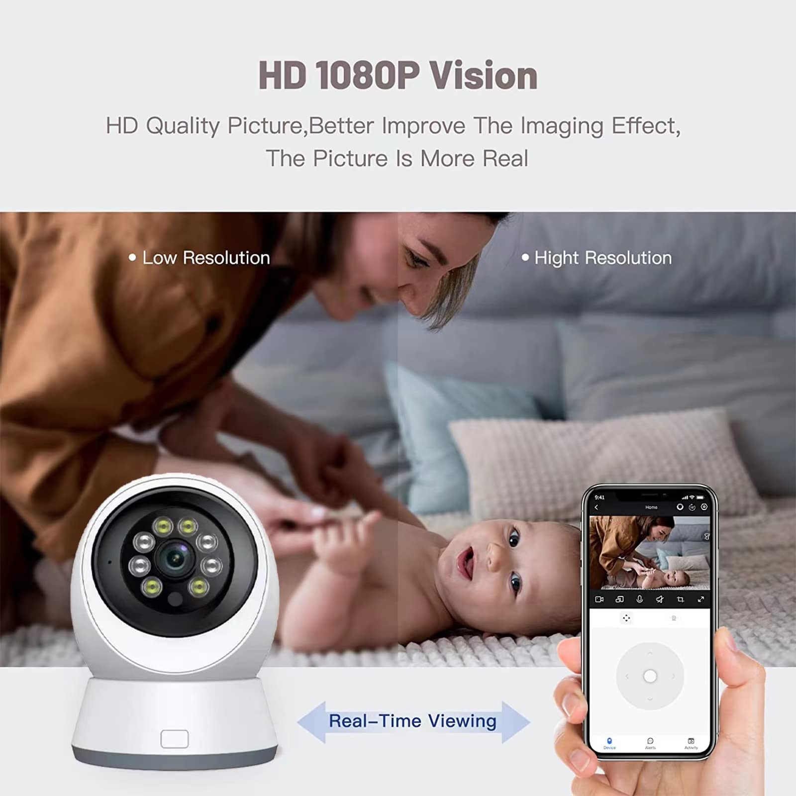 WiFi Indoor Home Security Camera - 5G Security Camera, 1080P Home WiFi Camera, 360° Dome Camera for Home Surveillance, Baby & Pets Camera Monitor