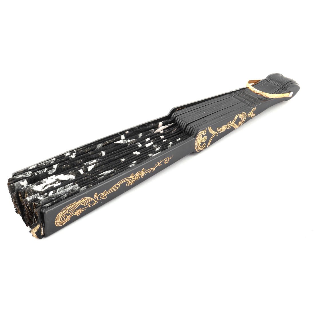 Qtqgoitem Women Polyester Chinese Style Cosplay Artistic Handle Folding Fan 24cm Length Black (model: bfc bdc 98c 798 92b)