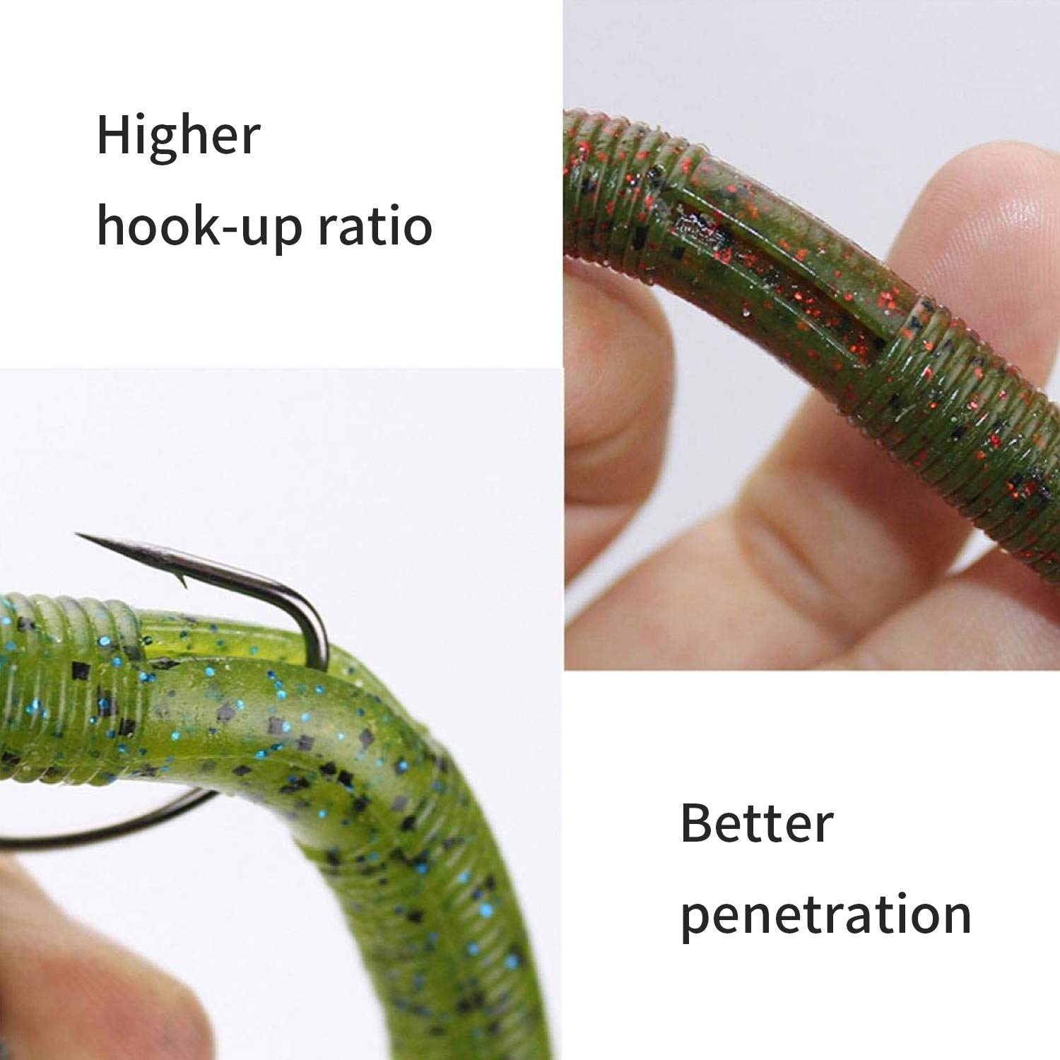 Mgotu Wacky Senko Worms-4'' 5''Soft Plastic Lures,Bass Fishing Baits Kit with Tackle Box Freshwater Saltwater