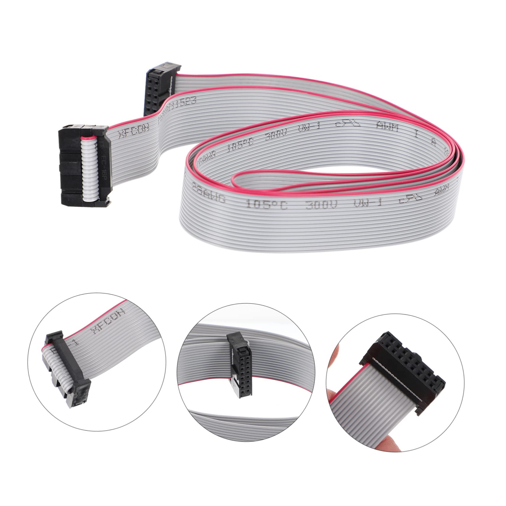 VILLCASE 8 pcs Cable IDC 16 Pin Connector IDC Ribbon Connector IDC Cord IDC Wire IDC Connector 16 Pin Wire Gray Wire Flat line Ribbon tinned Copper Wire