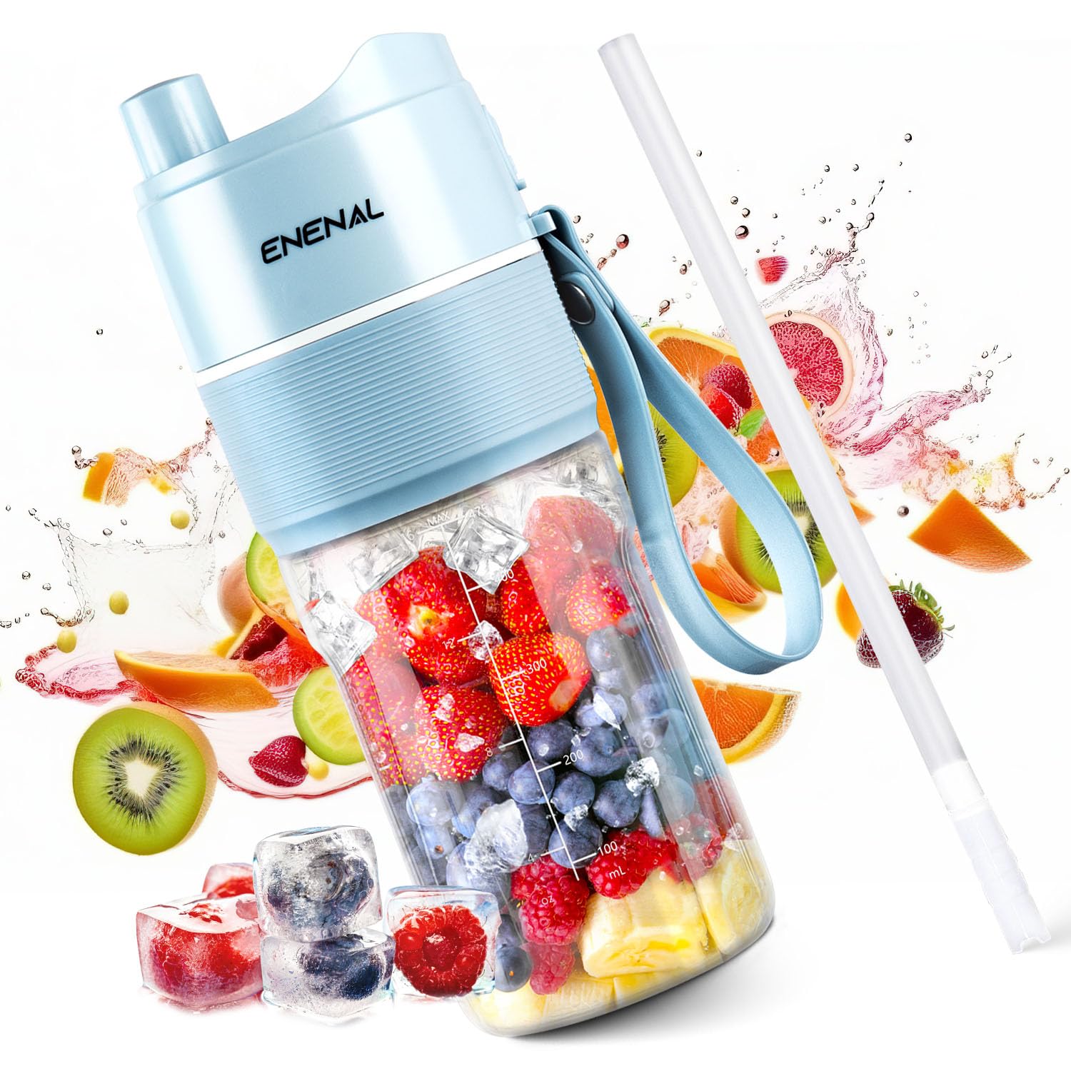 Personal Size Blender, Enenal Portable Blenders Smoothies and Shakes 5000mAh Battery, 16oz Mini Blender USB Rechargeable, Handheld Blender BPA-Free Fruit Smoothie Juicer Cup