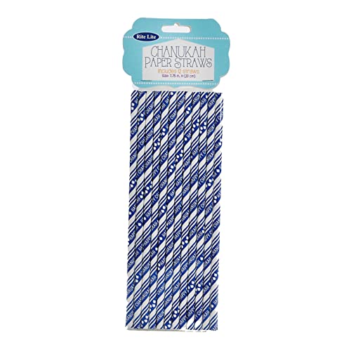 Rite Lite Chanukah Paper Straws - Pack of 12 Colorful Straws for Hanukkah! Hanukkah Straws, Hanukkah Gifts, Hanukkah Accessories, Hanukkah Decorations