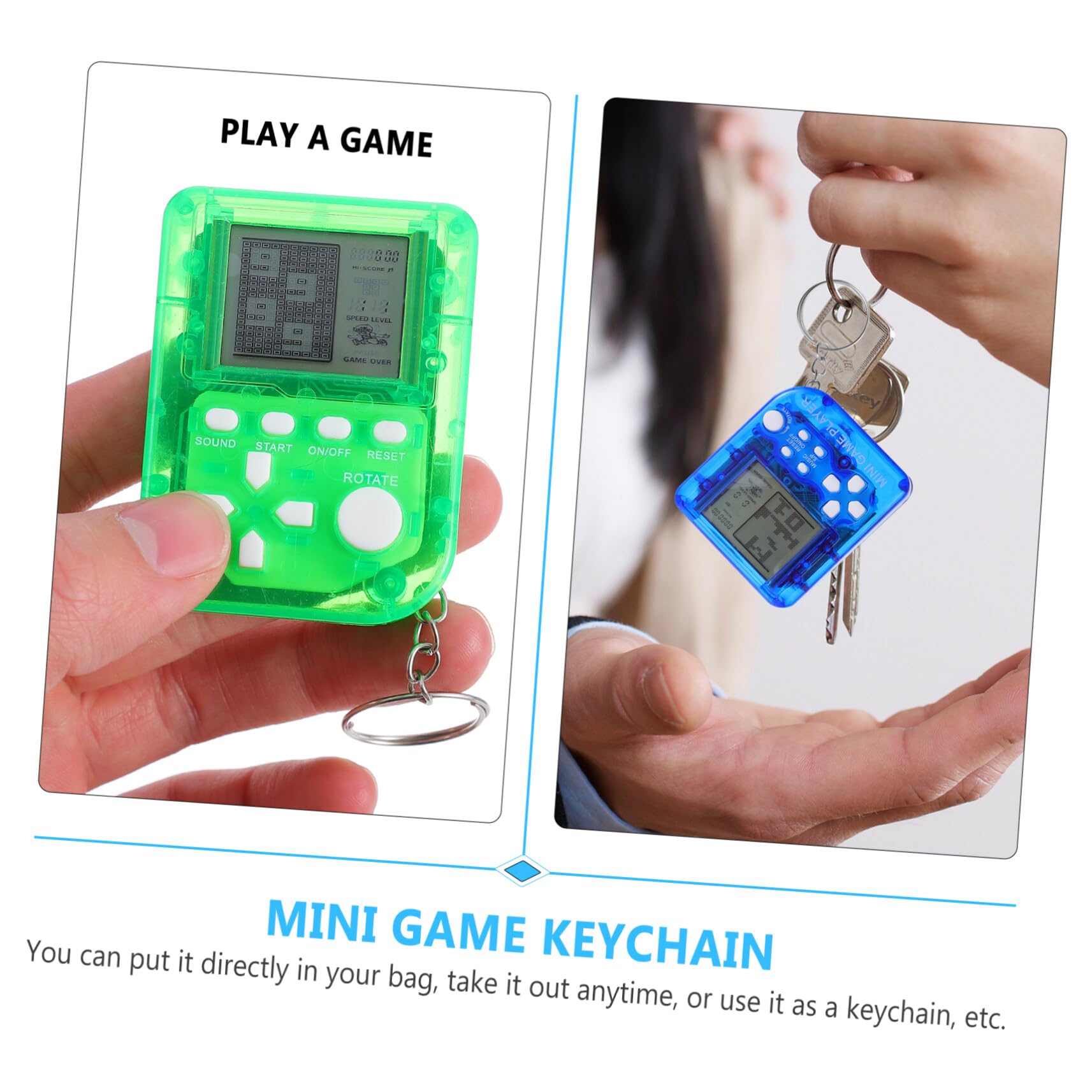 TOGEVAL Backpack Keychain 4pcs Hanging with for Color Console Random Game Games Chains Gifts Brick S Keychain Mini Classic Portable Children Keychains Handheld Retro Kids Toys