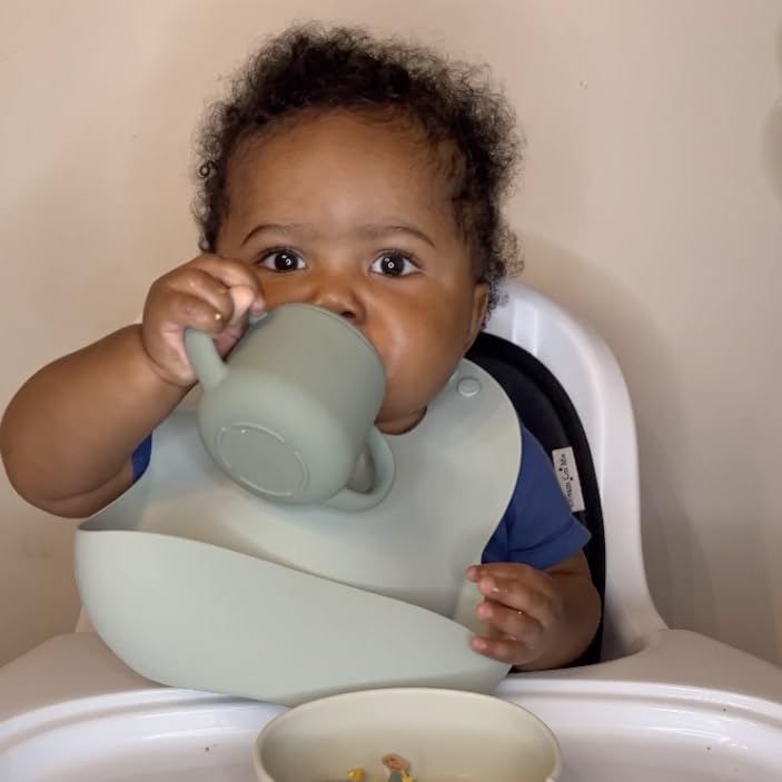 Moonkie Silicone Baby Sippy Cups | 3 Stages Training Cup Straw Cup for Infants Toddlers and Kid, 4 oz (Ether)