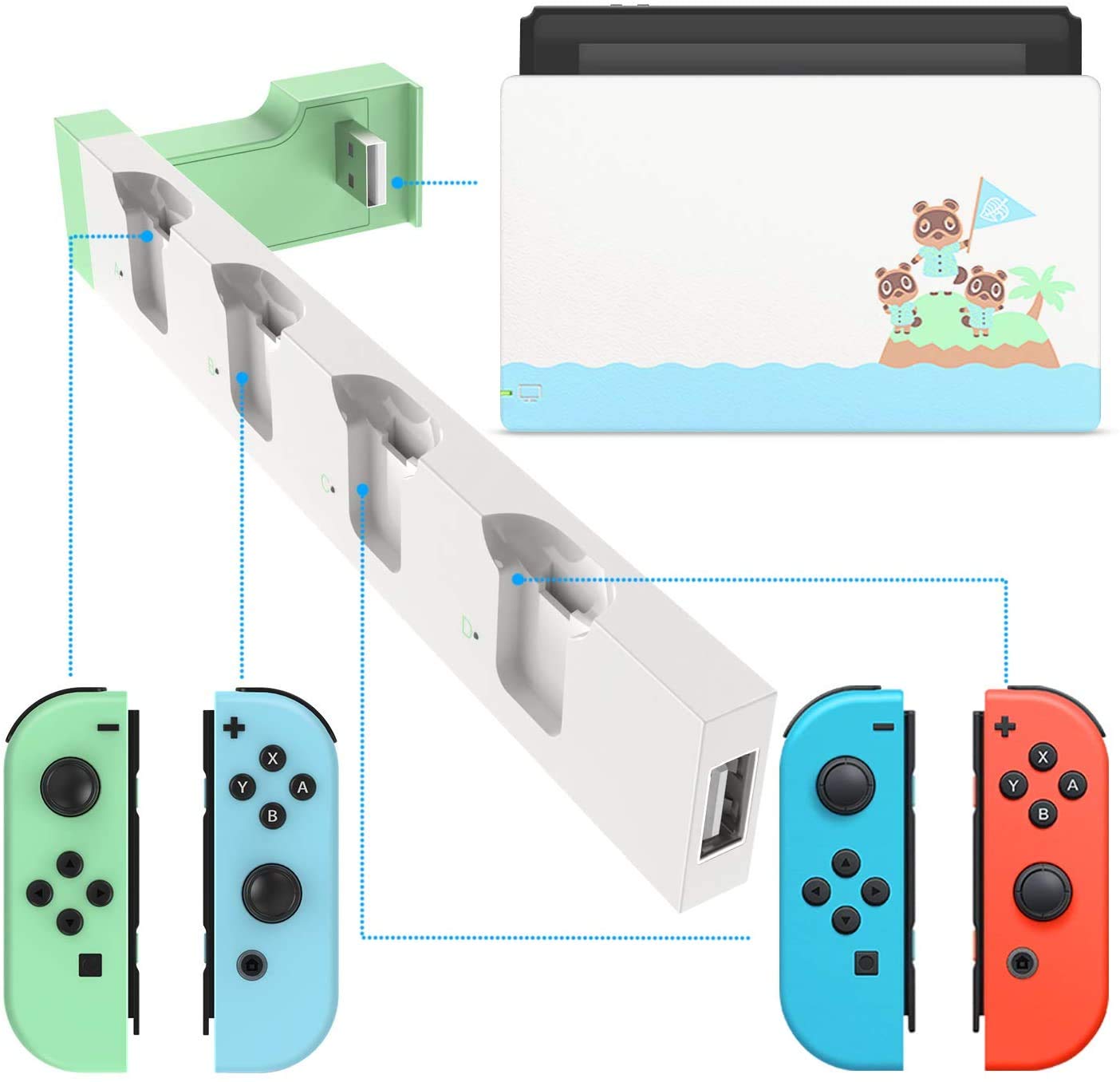 LightPro Switch Charger Dock for Nintendo Switch/Switch OLED Model (2021) Joy-Con Charging Dock Stand Station Base with Charging Indicator