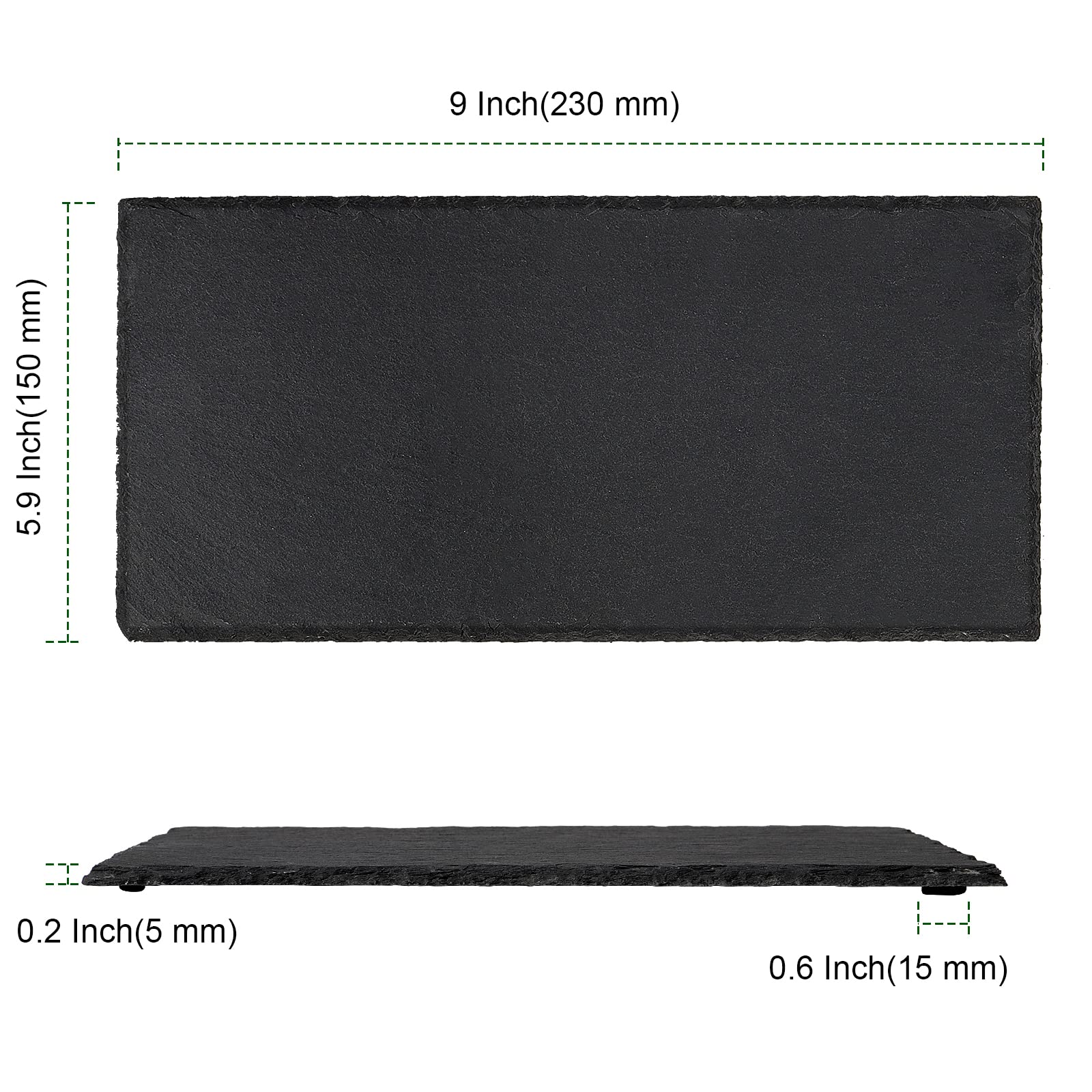 PINGEUI 8 PCS 9 x 6 Inches Black Slate Cheese Board, Rectangular Slate Stone Serving Plates with Natural Edge, Modern Slate Cheese Platter Tray Cutting Board for Cheese, Appetizer, Sushi, Charcuterie