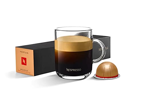 NESPRESSO Coffee Pods 50 Capsules VertuoLine Machine Espresso Sleeves Light/Medium/Dark Roast (Choose your flavor Or variety packs) (50 Pods Melozio DECAF (Decaffeinato rep) Cereal)