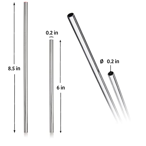 Reusable Straws with Case: 8 Stainless Steel Straws with Straw Cleaning Brush in 2 Sizes β Metal Straws Reusable Stainless Steel β Metal Straw LIVAIA