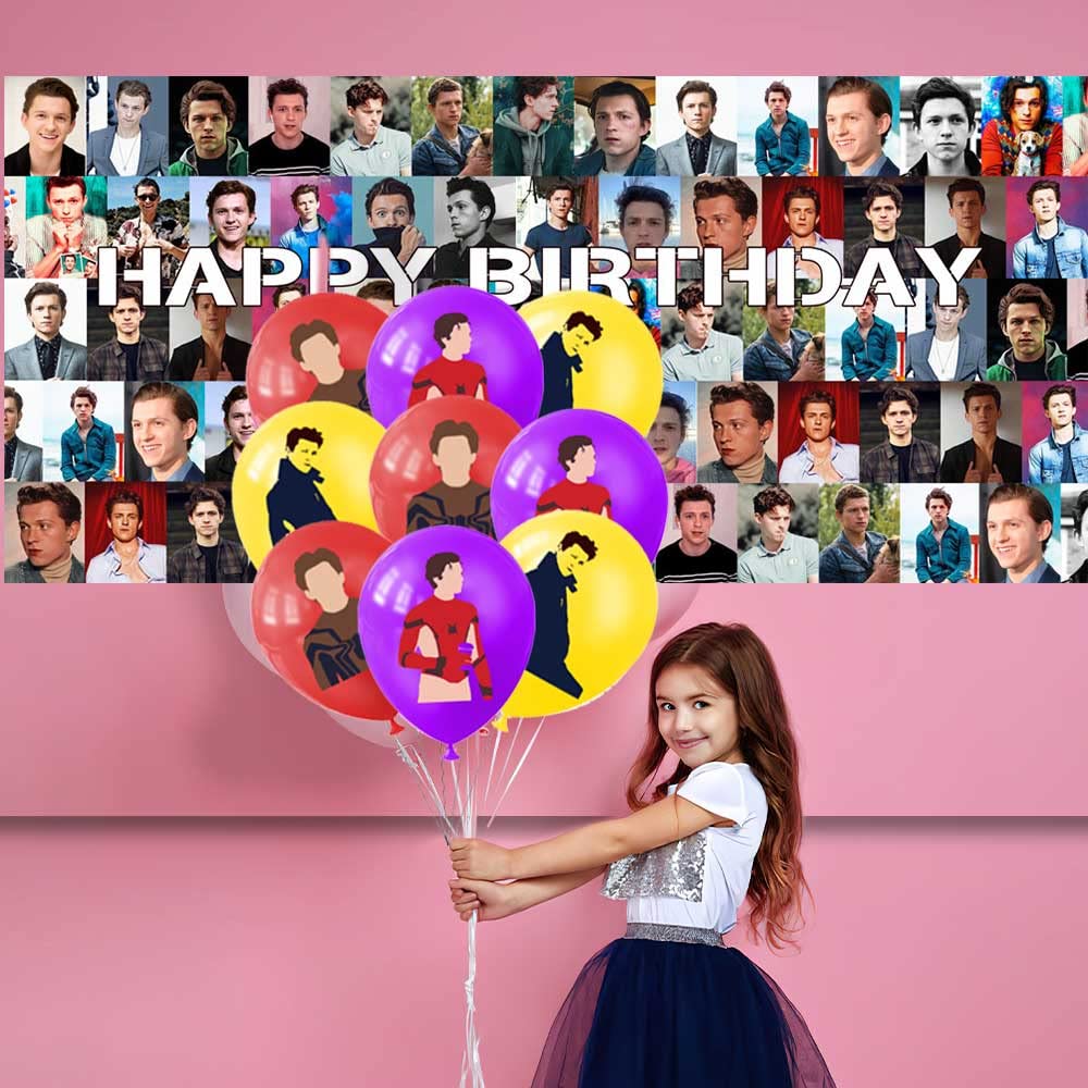 Tom Holland Party Supplies Decorations Birthday Cake Topper Balloons Banner Backdrop Decor