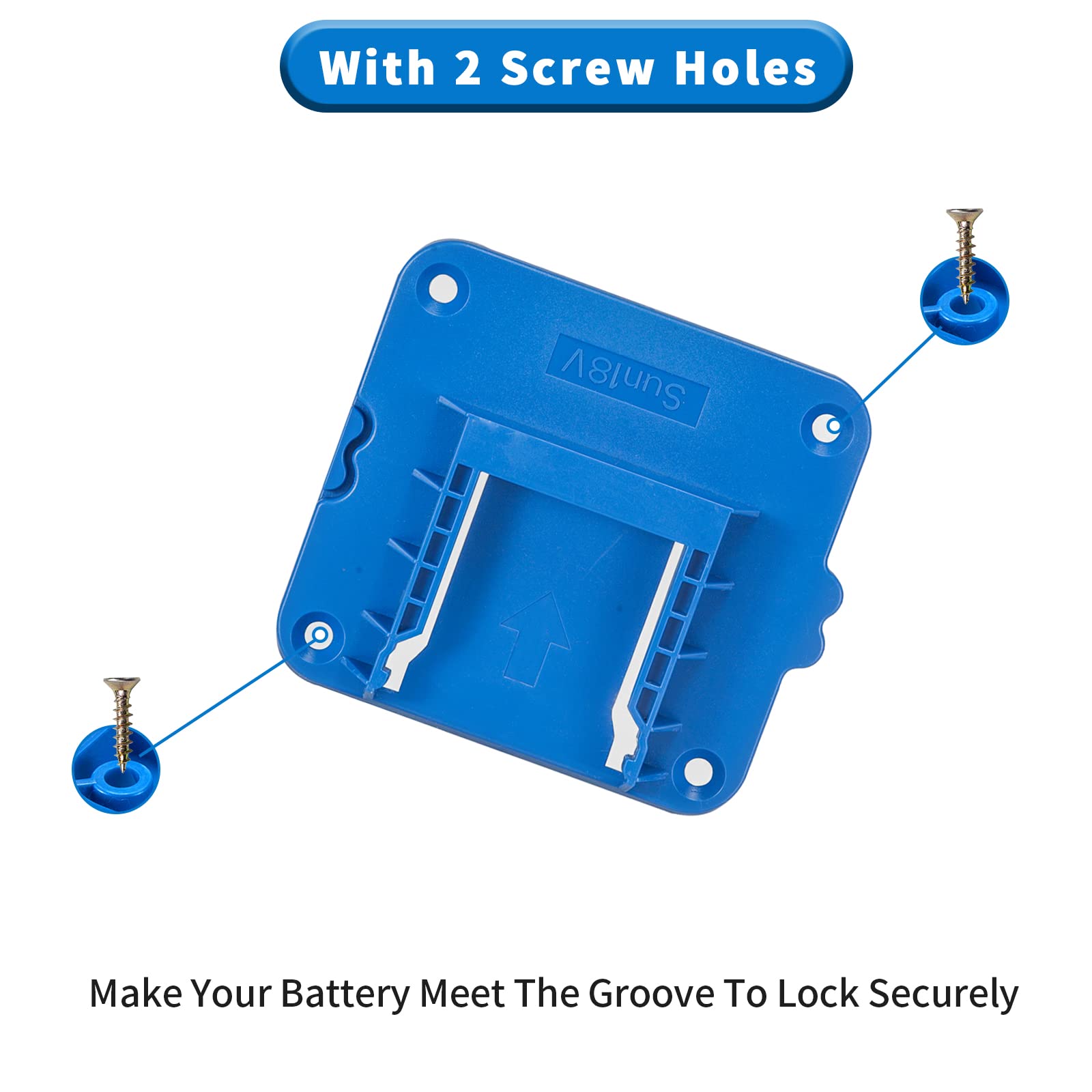 Uniqwamo 5 Pack Battery Holder for Snow Joe & Sun Joe 24V Lithium-Ion Battery,Mounts Dock Holder(w/10 Screws)