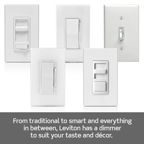 Leviton IllumaTech Dimmer Switch for Dimmable LED, Halogen and Incandescent Bulbs, IPL06-10Z, White with Ivory and Light Almond Faceplates