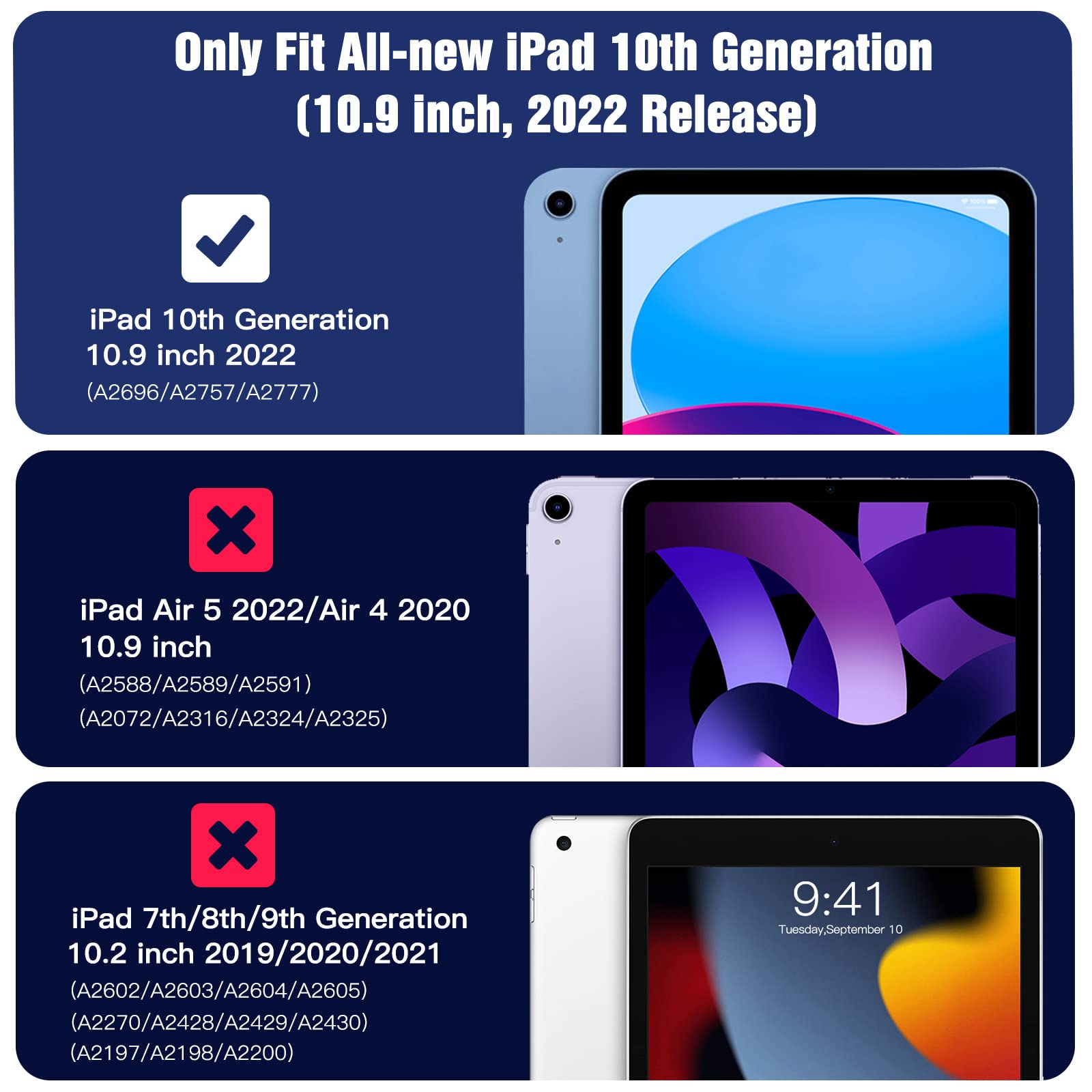 TiMOVO Case for iPad 10th Generation 10.9 inch 2022, iPad 10th Gen Case with Kickstand, [Built-in Screen Protector] Heavy Duty Shockproof Rugged Protective Cover for Kids - Blue & Red