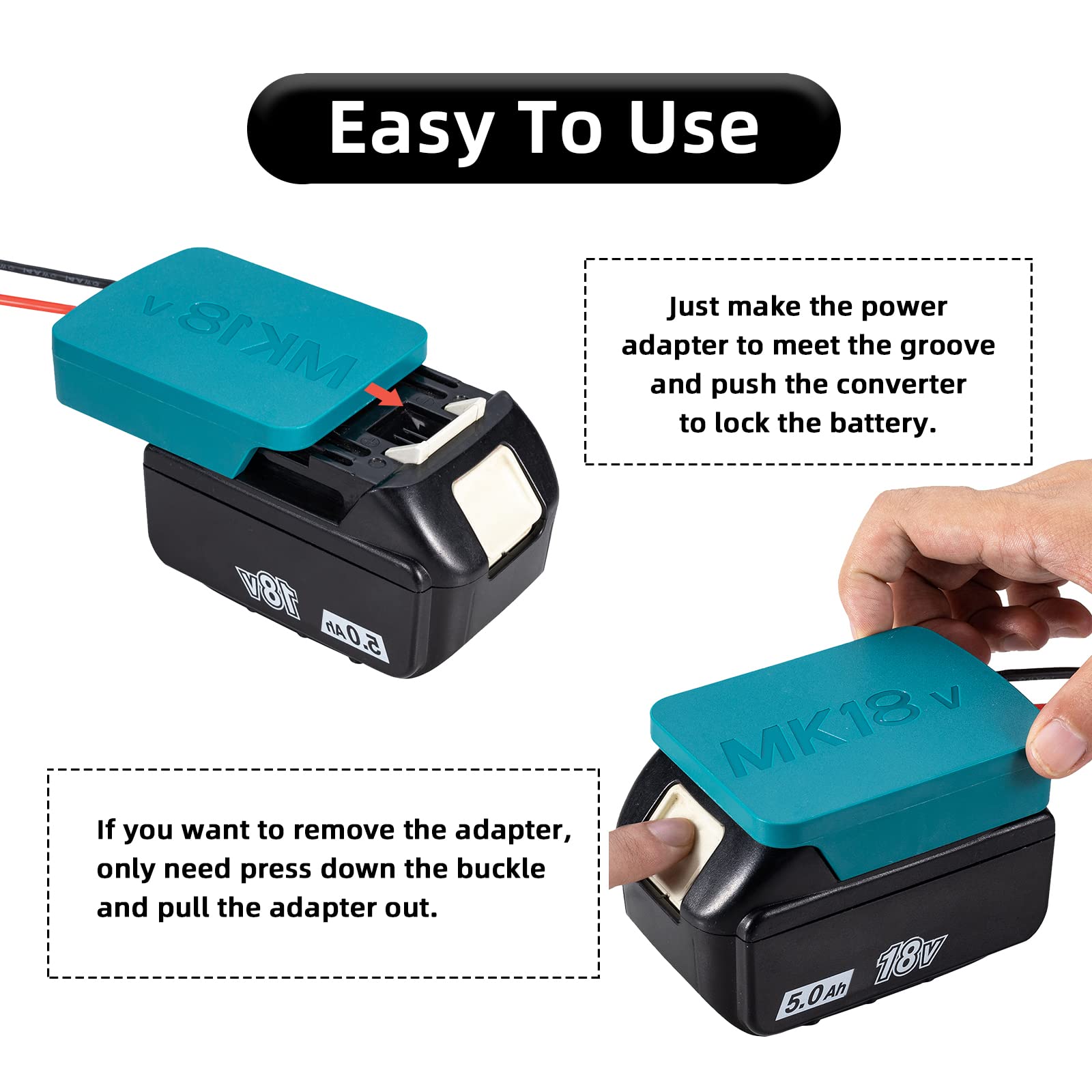 Power Wheel Adapter for Makita 18V Battery with Fuse & Switch & Wire terminals,Power Connector for Rc Car, Robotics, Rc Truck,DIY use, Work with for Makita BL1860 BL1850 BL1840 BL1830 Li-ion Battery