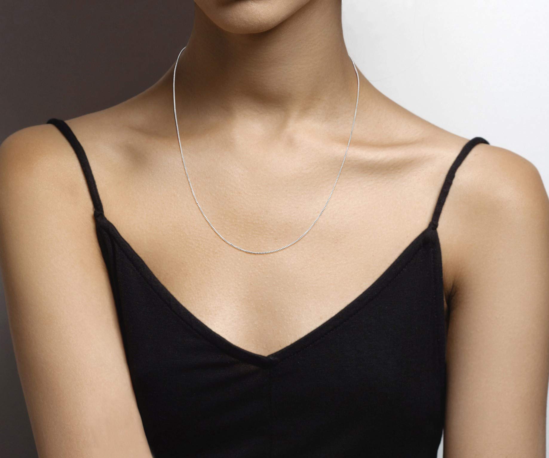 Miabella 925 Sterling Silver or 18Kt Yellow Gold Over Silver Italian 1mm Adjustable Solid Thin Bolo Box Chain Necklace for Women/Slider Chain 14-24 Inch/Made in Italy (sterling silver)