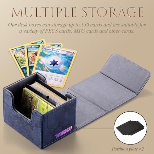 tombert 150+ Premium Deck Box for MTG, PTCG, Large Capacity with 2 Dividers, Fits 150+ Sleeved Cards TCG Trading Card Games (Horizontal- Lotus)