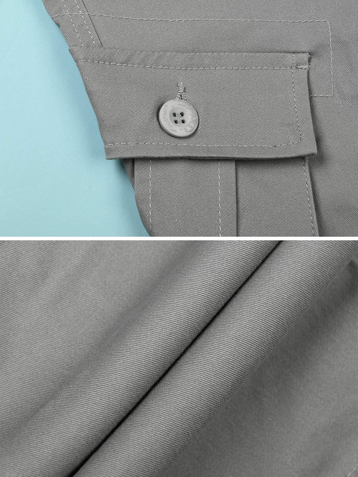 Mesinsefra Women's Cargo Pants Camping Pants Cotton Work Casual Loose Fit Trousers with Multi Pockets Grey 6
