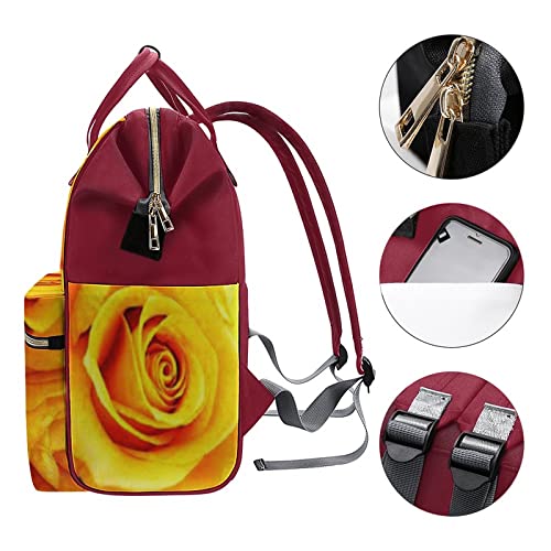 Yellow Rose Diaper Bag Backpack Large Capacity Mommy Bags Multifunction Nappy Bag Travel Back Pack Red-Style