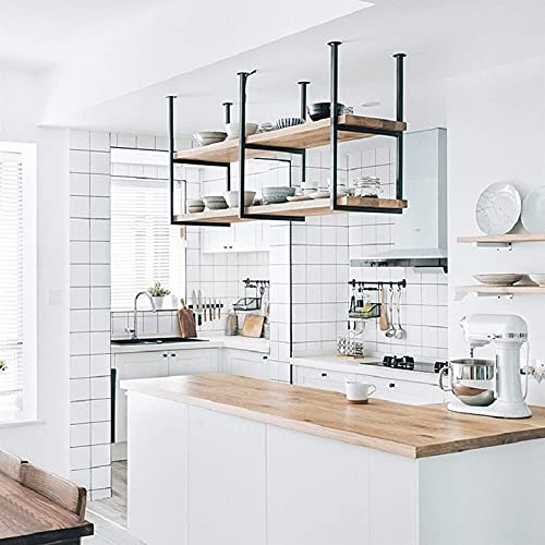 Wine Racks,Ceiling Shelf Ceiling Mounted Wine Rack, 2-Tier Industrial Ceiling Shelf for Display, Books, Storage & Decor, Metal Iron Wine Shelf, Easy to Install/120 * 30 * 60Cm