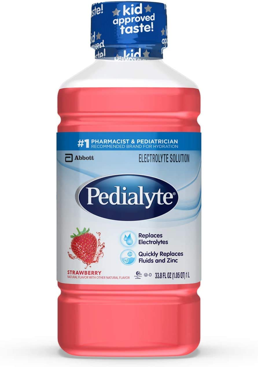 Pedialyte Electrolyte Solution, Strawberry, Hydration Drink, 1 Liter (Pack of 8)