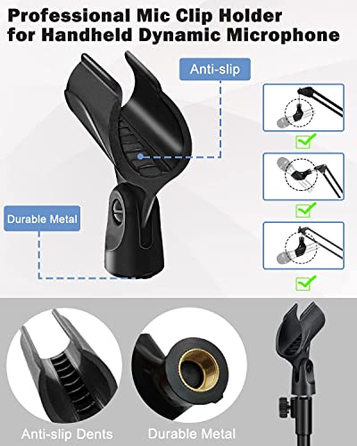 Mictop Desktop Mic Stand Portable Foldable Tripod with Mic Clip Holder Adjustable Microphone Stand
