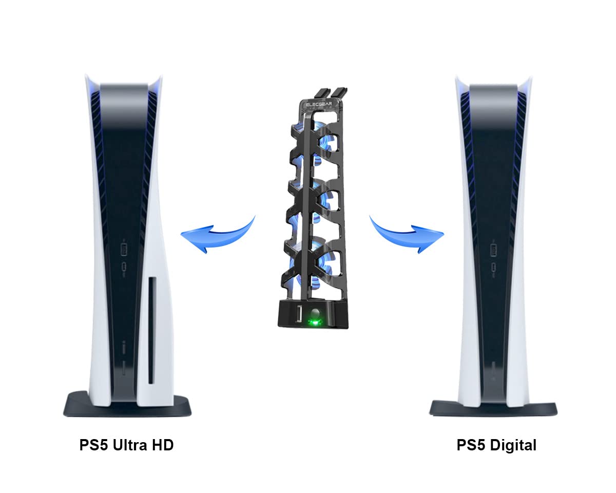 PS5 Auto Fan, External ElecGear USB Turbo Fan with Car Temperature Sensor for PlayStation 5 Ultra HD and Digital