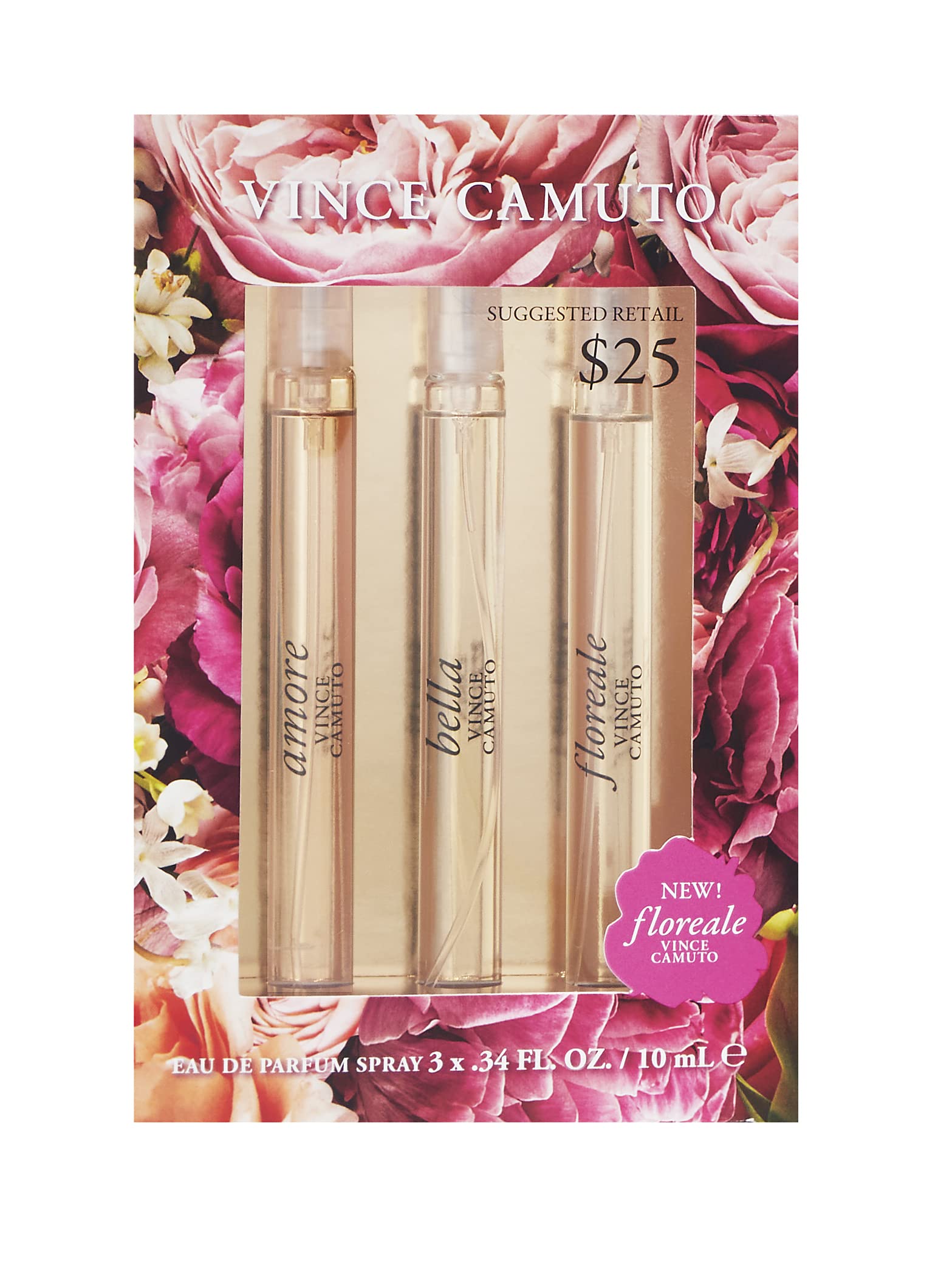 Vince Camuto Pencil Coffret Set for Womens- Floreale .34 oz, Bella .34 oz, Amore .34 oz